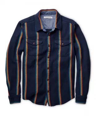outerknown - Men Blanket Shirt In Marine Rainbow Stripe In Blue