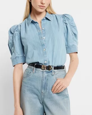 express - Denim Puff Sleeve Shacket