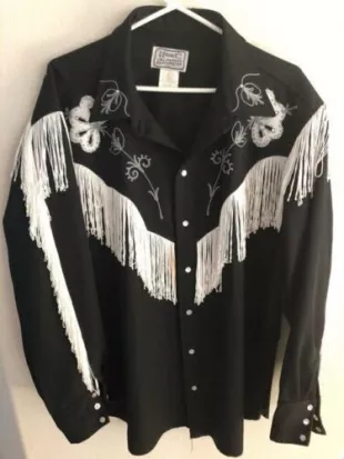 H Bar C - Vintage H BAR C California RanchWear Black Fringed Western ...