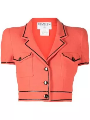 Chanel - 1995 Campaign Tweed Cropped Red Blazer