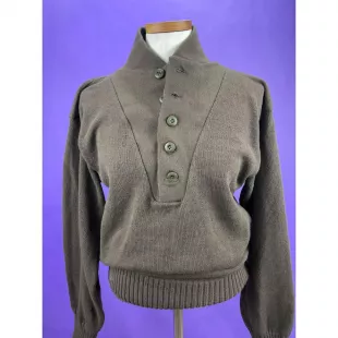 vintage - DSCP Garrison Collection Military Brown 5 Button Sweater