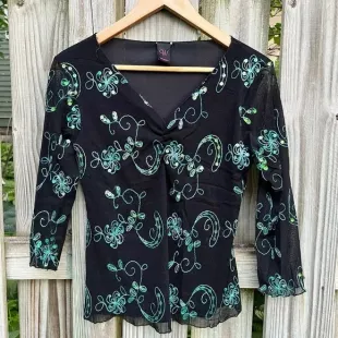 wrapper - Vintage Y2K Embroidered Sequin Mesh Top