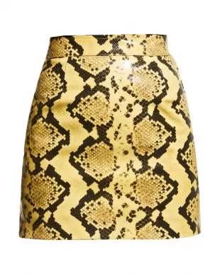 Alessandra Rich - Python Print Leather Mini Skirt