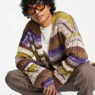 ASOS DESIGN - Chunky Knit Stripe Cardigan