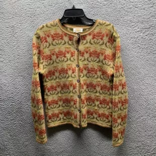 talbots - Vintage Talbots Cardigan Womens Large Brown Red Fair Isle ...