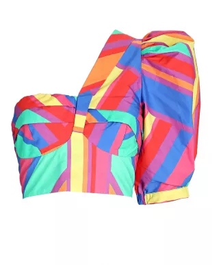 FARM Rio - Brunas Stripe One-Shoulder Cotton Crop Top