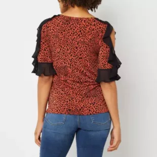 Bold Elements - Ruffle Cold Shoulder Blouse