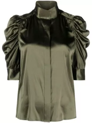 Frame - Ruffle-Sleeves Silk Blouse