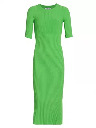 Frame - Mixed Rib Midi Sweater Dress