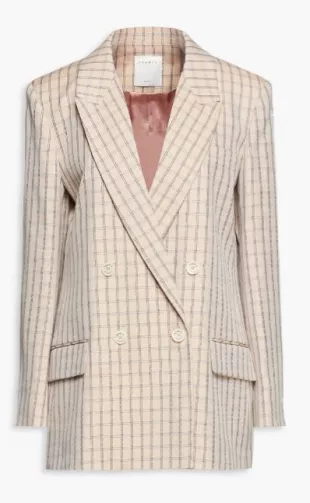 Sandro - Danube Double-breasted Checked Twill Blazer