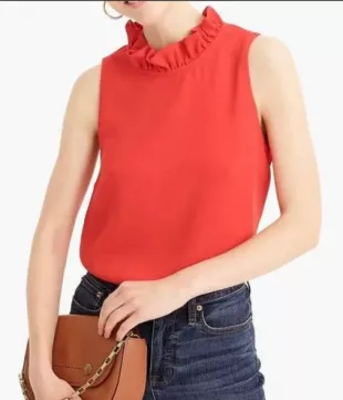 J. Crew - Ruffle-Neck Top in 365 crepe