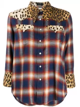 R13 - Mixed Print Western Shirt
