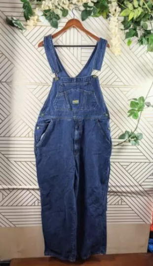 Osh Kosh - Classic Large Long Overalls dark Wash Blue Denim Workwear
