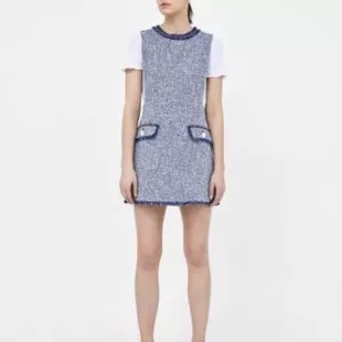 Zara - Boucle Tweet Pinafore Dress Super