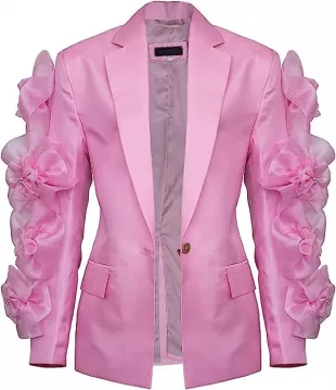rabbaniz - Women Pink Flower Blazer Jacket Outfits