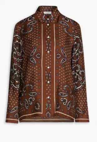 Sandro - Printed Silk-twill Shirt