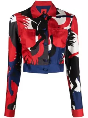 Ferrari - Signature Horse-Print Cropped Shirt