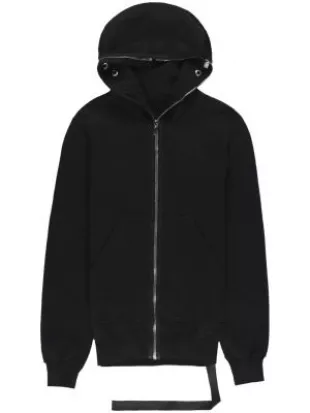 RICK OWENS DRKSHDW - Black Eyelet Gimp Zip Hoodie