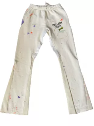 Gallery Dept. - Cream Paint Splatter Flared Sweatpants