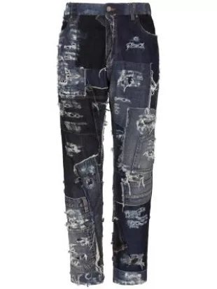 Dolce & Gabbana - Deep Blue Patchwork Rip Jeans