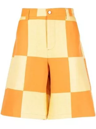 Jacquemus - Orange Large Checkered Shorts