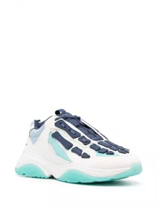 Amiri - White, Turquoise, & Navy Bone Runner Sneakers