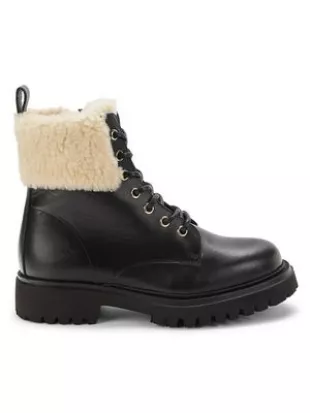 Cavalli Class By Roberto Cavalli - Faux Fur Lined Leather Ankle Boots