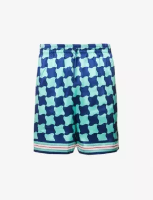 casablanca - Blue Checkered Silk Shorts