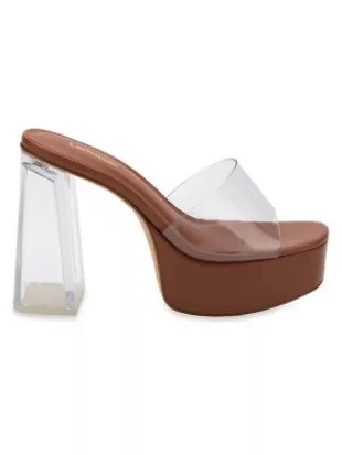 Larroudé - Dolly Lucite Vinyl Platform Mules