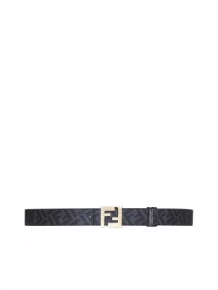 Fendi - Black Monogram & Silver FF Belt