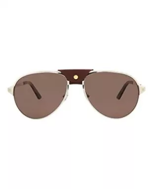 Cartier - Cartier CT0034S-003 Brushed Silver Aviator Red Polarized Lens ...
