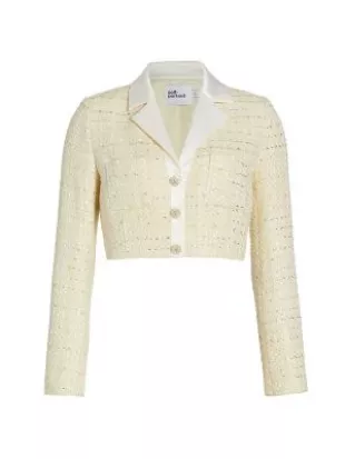 Self-Portrait - Boucle Knit Cropped Jacket