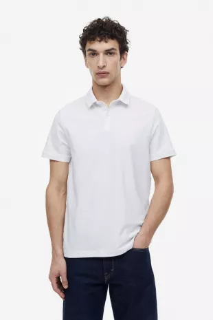 H&M - Slim Fit Polo Shirt - White - Men | H&M US