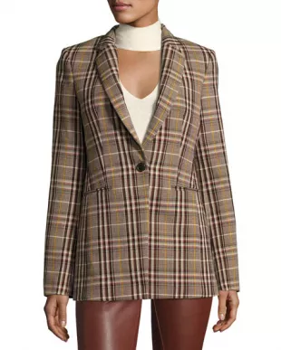 Theory - Power Bexley Plaid Wool Blazer Jacket