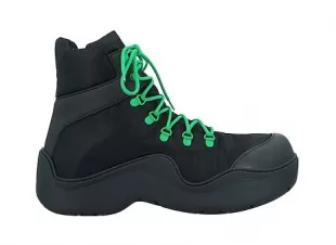 Bottega Veneta - Black & Green Lace Puddle Bomber Boots
