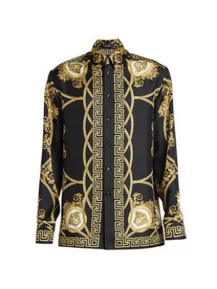 Versace - Men's Printed Long-Sleeve Silk Shirt