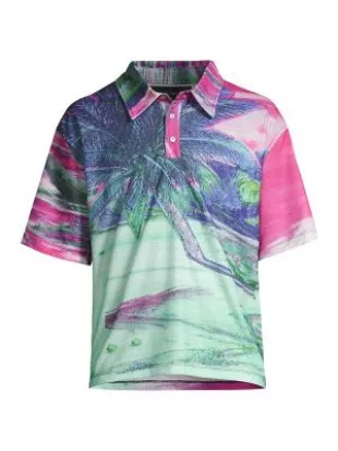 Who Decides War - Pink & Green Palm Tree Polo