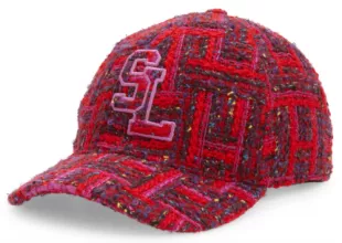 Saint Laurent - Red & Pink Tweed Hat