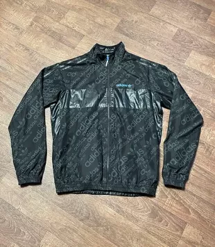 Adidas - Black Allover Logo Windbreaker Jacket