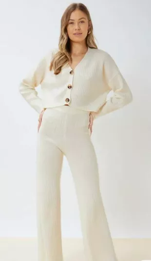 Shein - Recycled Polyester Ribbed Pants