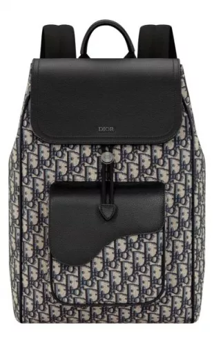 Dior - Beige Oblique & Navy Saddle Backpack