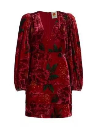 FARM Rio - Shiny Flowers Velvet Minidress