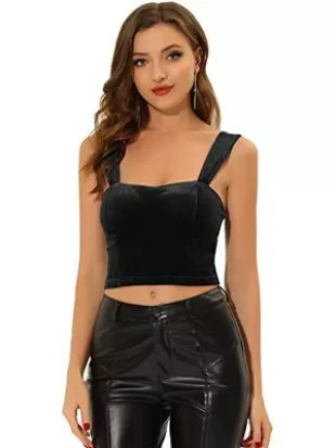 Allegra K - Women's Crop Cami Top Sweetheart Neck Sleeveless Cocktail ...