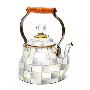 Mackenzie-Childs - Sterling Check Enamel Tea Kettle, Decorative Tea ...