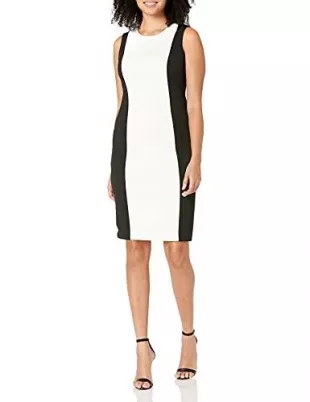 Calvin Klein - Sleeveless Sheath with Center Color Block Panel Dress