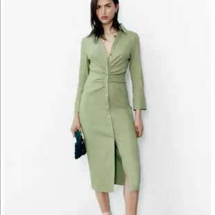 Zara - Green Button Down Dress