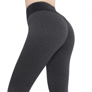 CHAMAIR - Yoga Pants Elastic High Waist Textured