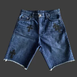 Chrome Hearts - Indigo Blue Denim Cross Patch Shorts