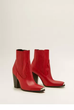 Mango - Leather Cowboy Ankle Boots