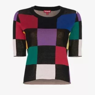 Staud - Bain Rainbow Checked Top In Black